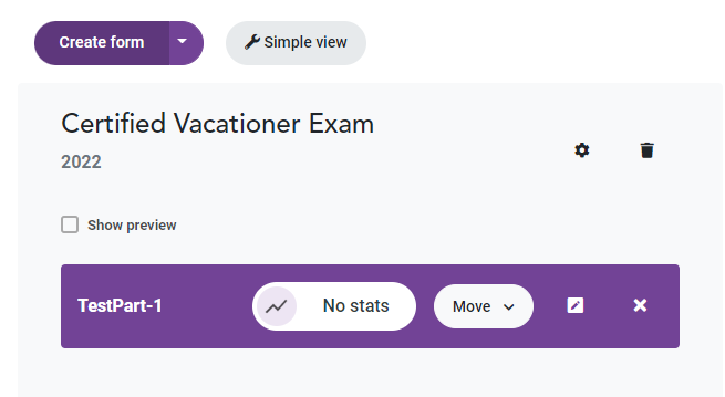 Creating a new exam form using the Exam Design tab